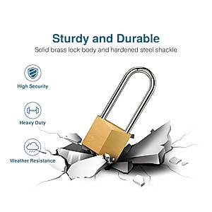 Puroma 1 Pack Keyed Padlock Waterproof Solid Brass Lock, 2.6 Inch Padlock with Keys for Sheds, Storage Unit School Gym Locker, Fence, Toolbox, Hasp Storage