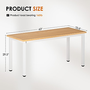 DlandHome 63 inches X-Large Computer Desk, Composite Wood Board, Decent and Steady Home Office Desk/Workstation/Table, BS1-160TW Teak and White Legs, 1 Pack
