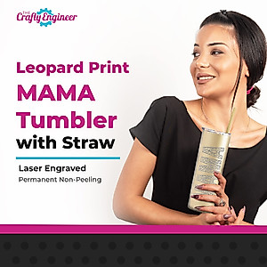 The Crafty Engineer (Matte Blush Leopard Print MAMA Tumbler - 20 oz Leopard Mama Tumbler - Laser Engraved Mama Print Leopard Design, Perfect Mom Gift, Travel Ready Insulated Tumbler with Straw