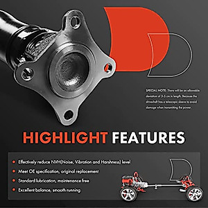 A-Premium Rear Complete Drive Shaft Prop Shaft Driveshaft Assembly Compatible with Honda Ridgeline 2009 2010 2011 2012 2013 V6 3.5L Crew Cab Pickup, Replace# 40100-SJC-A12, 40100SJCA12