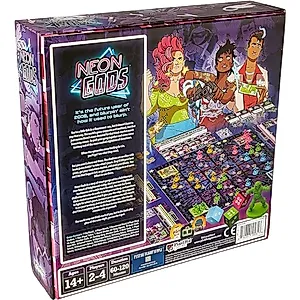 Neon Gods Board Game - Join a Dystopian Street Gang! Cyberpunk Sci-Fi Adventure Game, Strategy Game for Kids & Adults, Ages 14+, 2-4 Players, 30-120 Min Playtime, Made by Plaid Hat Games