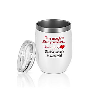 Cosictic Cute Enough Skilled Enough Nurse Wine Tumbler, Funny Nurse's Day Birthday Gifts for Nurse New Nurse Doctor, Nurse Gifts 12 Oz Insulated Stainless Steel Wine Tumbler