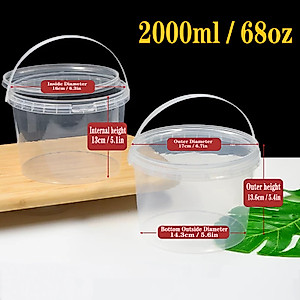 SHPii 68 oz Ice Cream Tub with Lid, Tamper Proof, BPA Free, Freezer and Microwave Safe Food Storage Container, Reusable Airtight Container, Leak Proof Tub for Snacks Deli Fruits, Drinks.(10 pack)