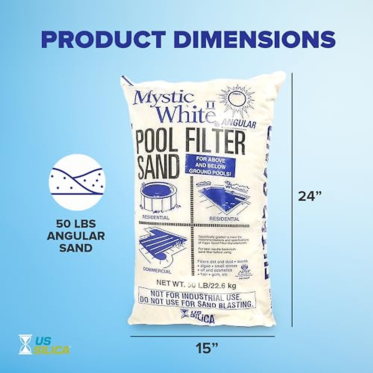 Mystic White II Swimming Pool Filter Sand - 50lb Bag