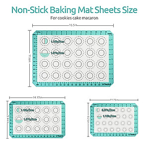U-Taste 446ºF Heat Resistant Macaron Silicone Baking Mat, Non Stick Reusable Cookies Pastry Sheet Liner with Edge Enhancement Circle Measurement (Half/Jelly Roll/Quarter Sheets Size, Aqua Sky)