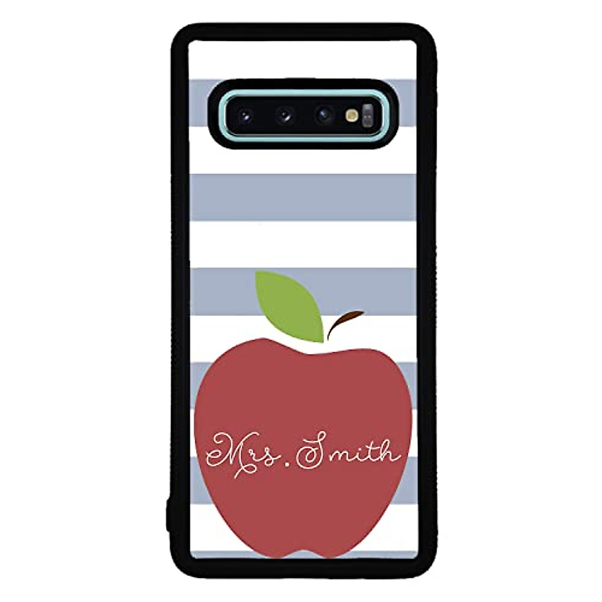 Apple Teachers Appreciation Personalized Black Rubber Phone Case Compatible With Samsung Galaxy S23 S23+ Ultra S22 S22+ S21 S21FE S21+ S20FE S20+ S20 Note 20 S10 S10+ S10e