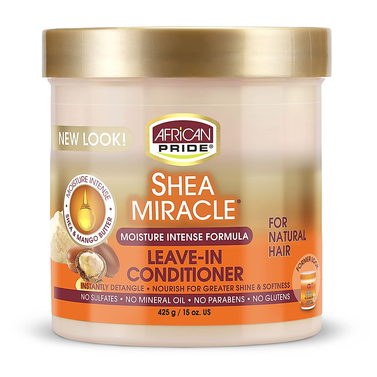 African Pride Shea Miracle Leave In Conditioner - Contains Shea & African Mango Butter to Smooth Curls, Coils & Waves, Nourishes Hair, 15 oz