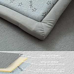 MAXYOYO Baby Play Mat, 1.2" Thick Memory Foam Soft Padded Carpet with Non-Slip Backing, 5x7 ft Japanese Tatami Rug Living Room for Kids, Toddler, Children, Nusery(Grey)