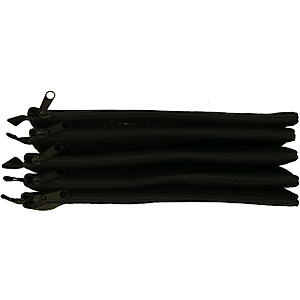 Mesh Bag With Zipper, Set Of 5, Organize Supplies, Cosmetics, Travel Accessories (6x8, Black)