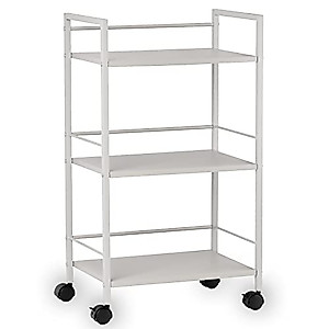 WORCAS 3 Tier Metal Storage Shelves with Wheels, Utility Cart,Versatile Large Capacity Heavy Duty Cart for Kitchen Bathroom Office Garage Warehouse(White)