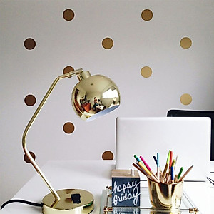 Easy Peel & Stick Gold Wall Decal Dots, 1.2inch (216 Decals) Safe on Paint Walls Removable Metallic Vinyl Polka Dot Decor, Round Circle Art Glitter Stickers, Paper Sheet Room Set