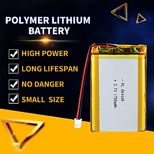 AKZYTUE 3.7V 1700mAh 604160 Lipo Battery Rechargeable Lithium Polymer ion Battery Pack with JST Connector