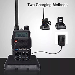 BAOFENG UV5R Radio, Handheld Ham Radio Long Range, Rechargeable Two Way Radios, Portable Walkie Talkies for Adults with Earpiece, Dual Band Programmable Radio with Programming Cable(2 Pack)