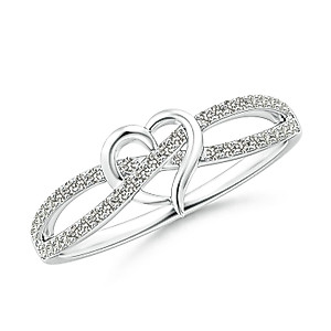 Angara Sterling Silver Natural Diamond Criss Cross Heart Promise Ring For Women (0.15 cttw, Color - K, Clarity - I3) Size 6
