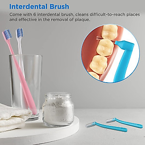 Fremouth V-Shaped Orthodontic Toothbrush for Braces, Soft Bristles, 6 Count, with Interdental Brushes