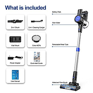 UMLo Cordless Vacuum Cleaner, 25Kpa Brushless Motor Lightweight Stick Vacuum with Powerful Suction, Rechargeable Wireless Vacuum, 40 Mins Max Runtime, LED Display, for Carpet Hard Floor Pet Hair, S500