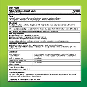 Amazon Basic Care All Day Allergy, Cetirizine Hydrochloride Tablets, 10 mg, Antihistamine, 90 Count