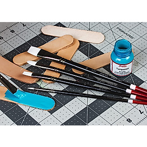 Angelus Acrylic Leather Paint Finisher No. 600-4oz and 5 Piece Paint Brush Set Combo Bundle
