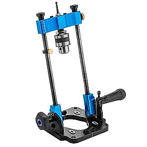 Rockler Drill Guide w/Chuck Key - Full-Size Drill Press Accessories for Small Shops - 0° to 60° Angle Drill Guide w/Easy-to-Read Protractor Scale - Self-Centering Portable Drill Guide