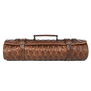 Leather Knife Roll Storage Bag, Elastic and Expandable 10 Pockets, Adjustable/Detachable Shoulder Strap, Travel-Friendly Chef Knife Case by Aaron Leather Goods