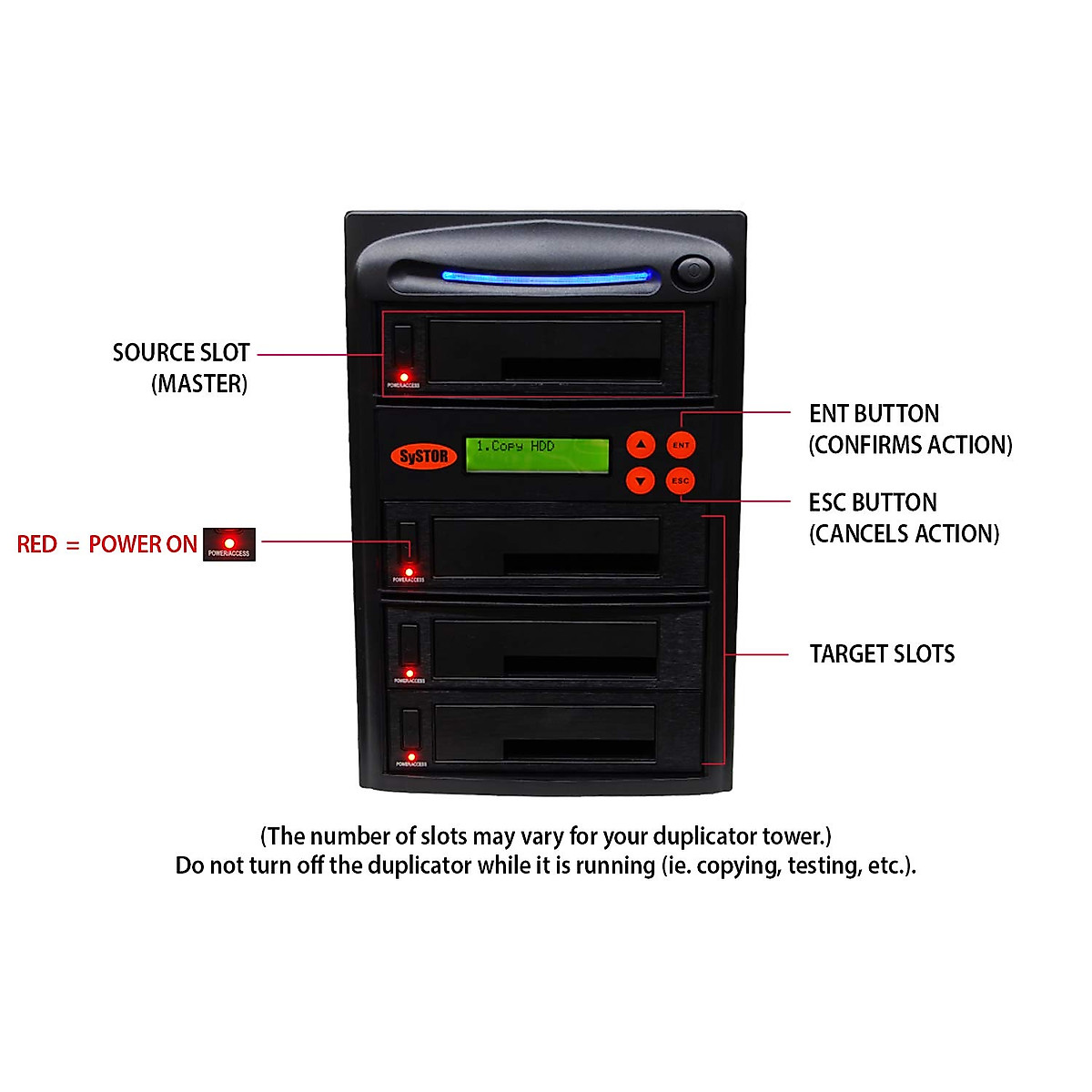 Systor 1:3 HDD/SSD Hard Drive Duplicator - 9GB/Min - Standalone Copier & Eraser/Sanitizer for Multiple SATA 3.5 Disk & 2.5 Solid State Drives - Copy Speeds of up to 150MB/Sec (SYS203HS-DP)