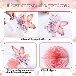 9 Pieces Butterfly Centerpieces for Tables Butterfly Birthday Party Decorations Butterfly Honeycomb Table Centerpiece for Baby Shower WeddingButterfly Themed TableSpring Summer Garden Party Decor (9)