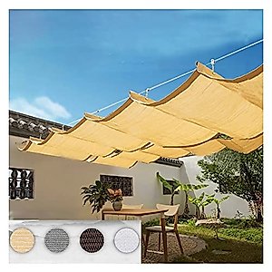 exproyzk Pergola Shade Cover Awning - Retractable Waterproof for Patio Deck - Slide on Wire Wave Shade Sail (Color : Sand, Size : 1.5x4m)