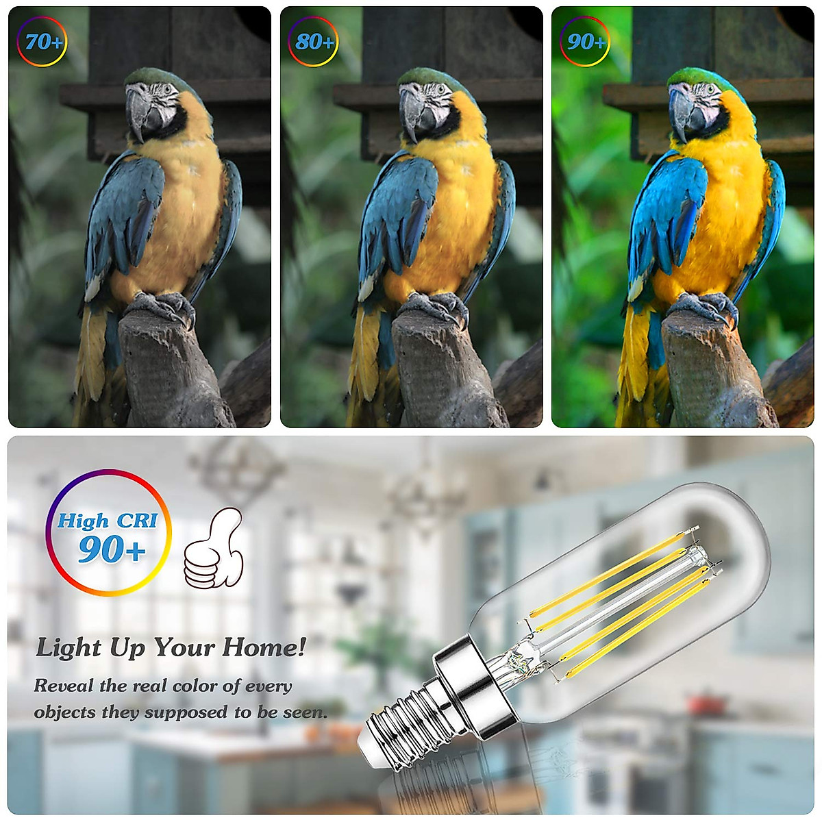 Dimmable E12 Candelabra LED Bulbs 60W Equivalent 6W 600lm, T6 Edison Light Bulbs, 5000K Daylight White, Clear Filament Chandelier LED Light Bulbs, Small Vintage Bulbs for Ceiling Light Fan, 12-Pack