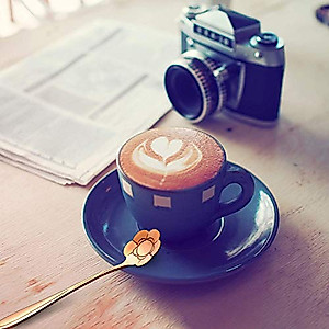 16 Pack Stainless Steel Tableware Creative Flower Coffee Spoon Sugar Spoon Tea Spoon Stir Bar Spoon Stirring Spoon, 8 Different Patterns,2 sets (Rose Gold)