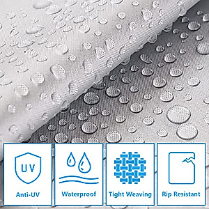 FRUNO Oxford Cloth Travel Trailer RV Cover 27'8"-30' Waterproof Rip-Resistant Anti-UV Camper Cover for Winter Snow with Jack Cover 4 Tire Covers and Gutter Covers