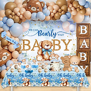 Cocomigo 187pcs We Can Bearly Wait Baby Shower Decorations Teddy Bear Baby Shower Decorations We Can Bearly Wait Balloon Arch Kit Its A Boy Baby Shower Decorations for Baby Shower Themes Party