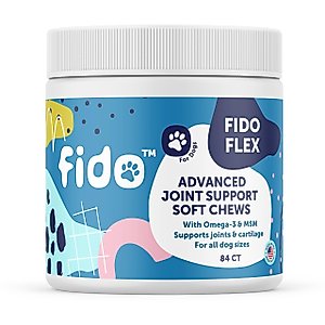 Fido Advanced Joint Support Soft Chews for Dogs, 84 Chews | with Omega 3 & Glucosamine | Promotes Joint Mobility & Pain Relief | Veterinarian Approved for All Life Stages