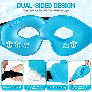 Comfytemp Cold Gel Eye Mask, Cooling Eye Ice Pack for Puffiness, Reusable Cold Compress Eye Mask for Puffy Eyes, Dry Eyes, Sinus, Dark Circles, Migraines Relief, FSA HSA Approved, Lycra Side, 1 Pack