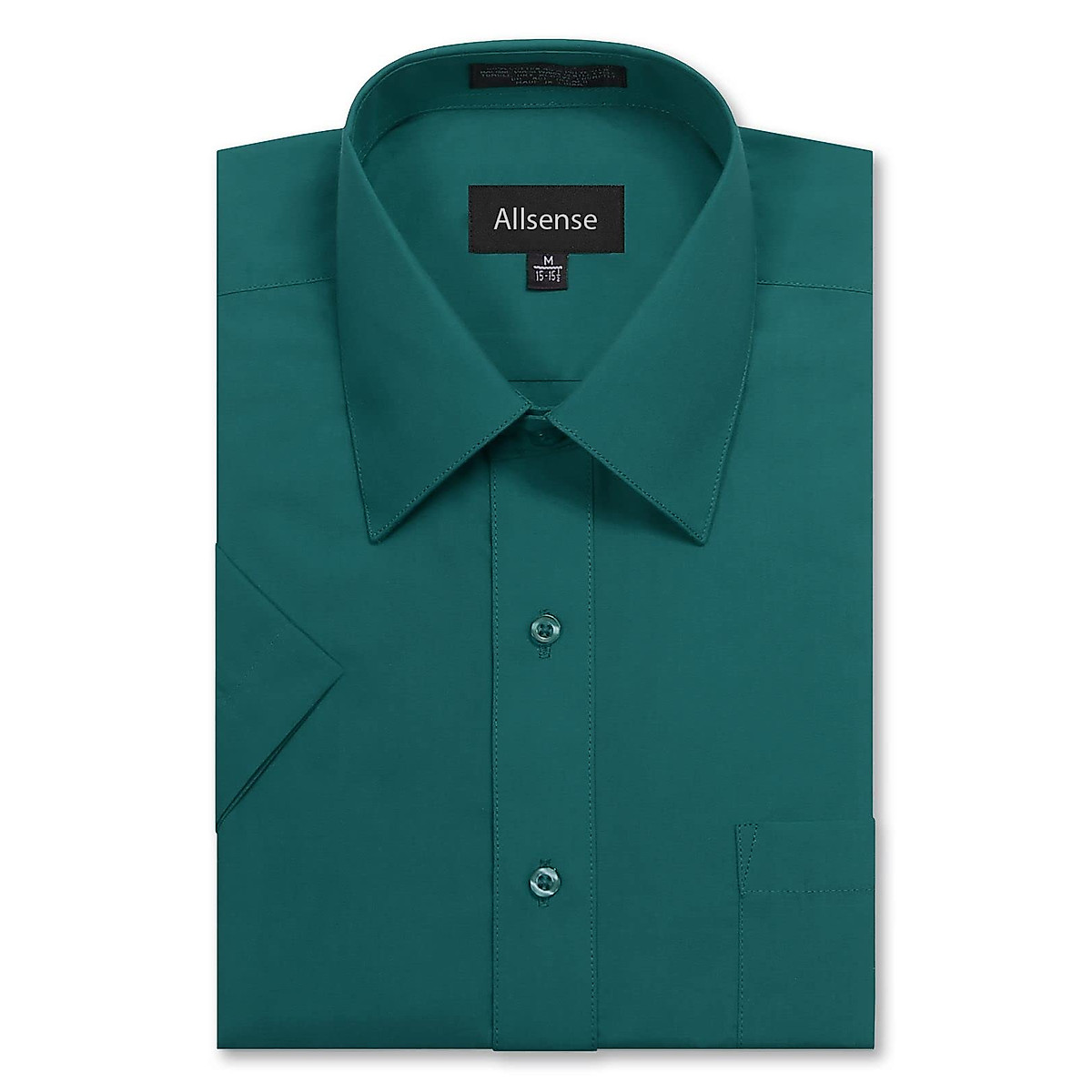 Allsense Men's Regular Fit Short Sleeve Dress Shirts 18-18.5N 2XL Teal