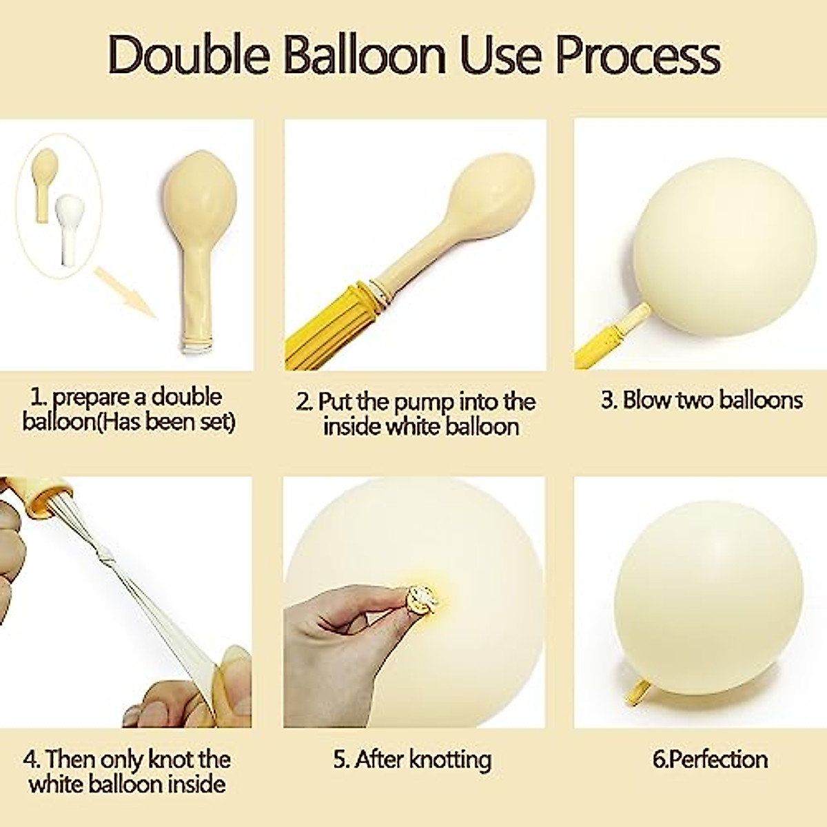 Ivory Balloon Garland - Double Stuffed Cream Beige Balloons Different Sizes 18/12/5 in Pastel Nude White Sand Balloon Arch Kit for Baby Shower Bridal Wedding Birthday Party Decoration