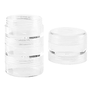 ZEONHEI 10 Sets 4 Layer Stackable Cosmetic Containers with Screw Lids, 10G/10ML Stackable Bead Storage Containers Round Plastic Containers, Clear Column Stackable Container for Beads, Buttons, Jewelry