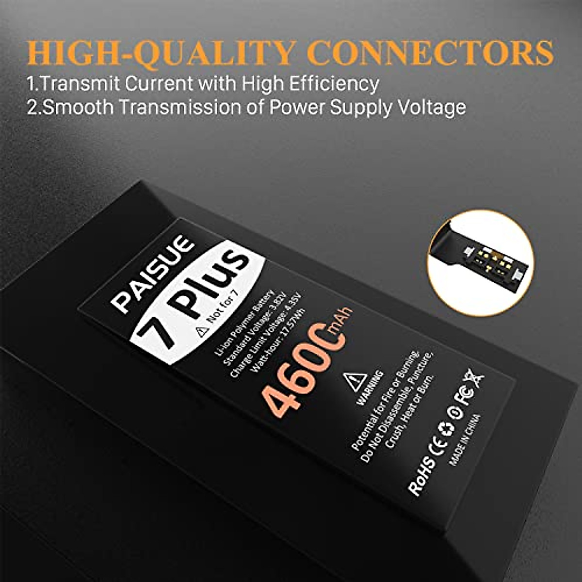 Battery for iPhone 7 Plus, Upgraded 4600mAh High Capacity Replacement Battery, New 0 Cycle Li-ion Battery for 7 Plus A1661 A1784 A1785 with Complete Repair Tool Kit and Instruction
