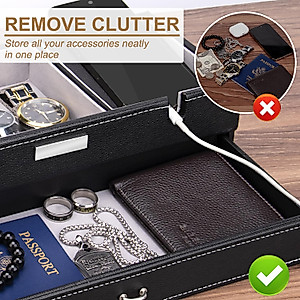 Baoyun Mens Valet Tray, Nightstand Organizers for Men, Leather Jewelry Storage Box Bedside Table Organizer EDC Catch All for Jewelry Key Wallet and Phone