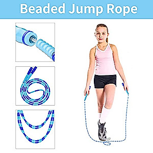 Jump Rope, Adjustable Length Tangle-Free Segmented Soft Beaded Skipping Rope, Fitness Jump Rope for Kids, Man, and Women Weight Loss 9.2 Feet(3-Pack)