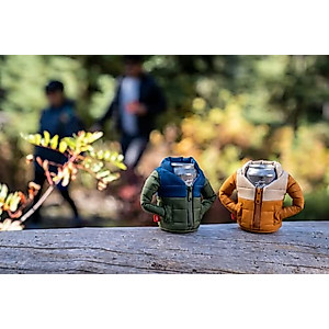 Puffin - The Puffy Beverage Jacket, Insulated Can Cooler, Olive Green/Sailor Blue