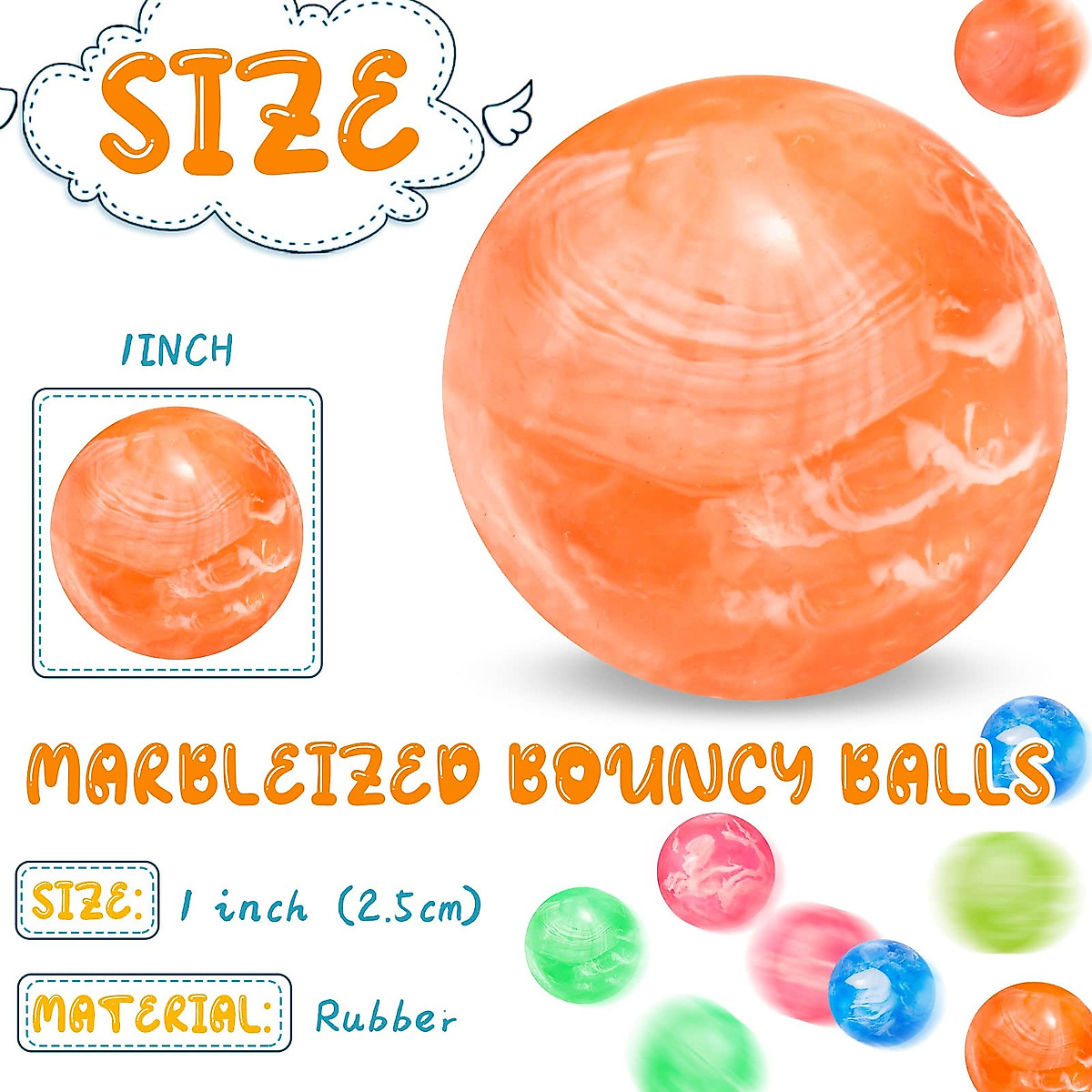 Zhanmai 40 Pieces Small Bouncy Balls Neon High Bouncing Balls Cloud Rubber Bouncy Balls 1 Inch Little Rubber Ball Colorful Swirl Ball for Game Prizes Party Favors Vending Machines