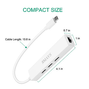 Ethernet Adapter Compatible with Samsung Galaxy Tab A 10.1 (2019), Tab A7, Tab S4, Tab S5e Android Tablet - with 3-Port Charging OTG HUB, Host USB C Cable