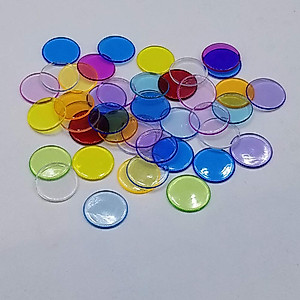 Toyvian Transparent Colorful Clear Bingo Counting Chip Plastic Markers, Plastic Bingo Chips, Transparent Color Mixture Counting Chips, for Carnival Bingo Games, Bingo Hall 200 Pieces (Random Color)