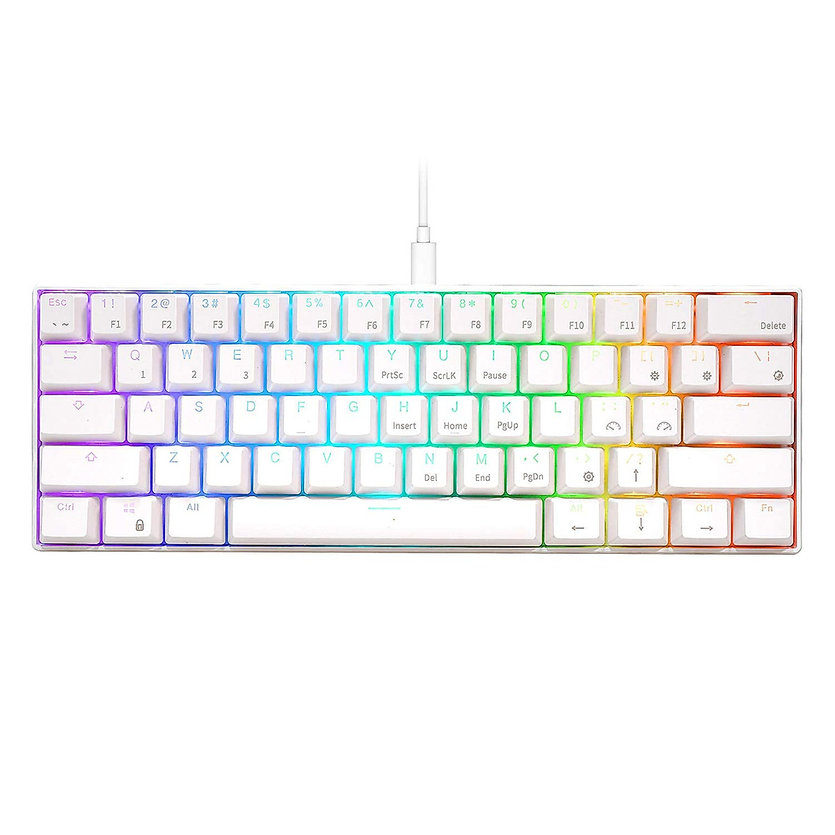 CMUNBBB RK61 Wired 60% Mechanical Gaming Keyboard RGB Backlit Ultra-Compact Hot-Swappable Brown Switch White (Color : White, Size : HotSwappable Brown Switch)