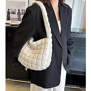 Quilted Tote for Women - Puffer Lightweight Padding Shoulder Hobo Satchel Handbag Cloud Bag With Zip 2024
