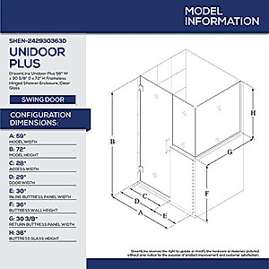 DreamLine SHEN-2429303630-04 Shower Enclosure, 59" W x 30 3/8" D, Brushed Nickel