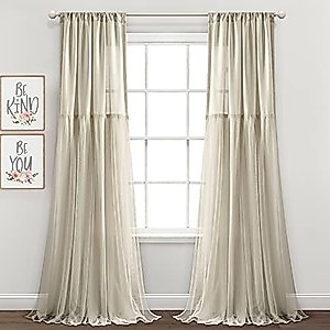 Lush Decor Tulle Skirt Solid Window Curtain Panel Pair, 84" L x 40" W, Neutral