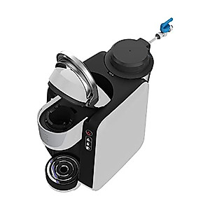 JAVAPod K-Cup Coffee Maker and Single Serve Brewer Coffee Machine, Includes Pod Capsule with Integrated Mesh Strainer, Refillable or in-Line Water for Home Kitchen or Commercial Use (2 Tone-Black & White)