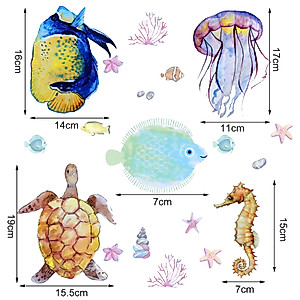 116 Pieces Glow in The Dark Under Ocean Wall Decals Sea Life Animals Wall Stickers Kids Wall Decals Removable Waterproof Peel and Stick for Boys Kids Bathroom