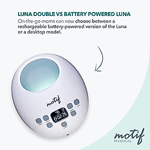 Motif Medical Luna Double Electric Breast Pump - Easy to Use, Quiet Motor, Built-in LED Night Light - Outlet Required